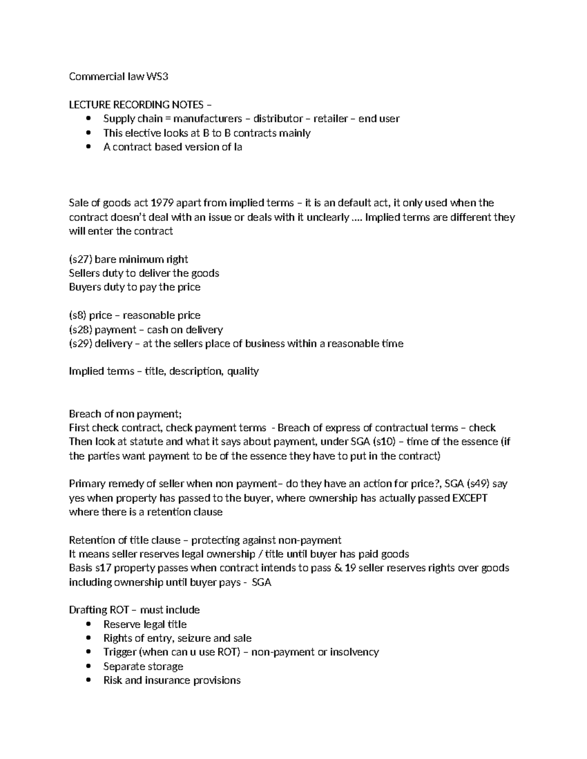 Commercial law WS3 - lecture notes - Commercial law WS LECTURE ...