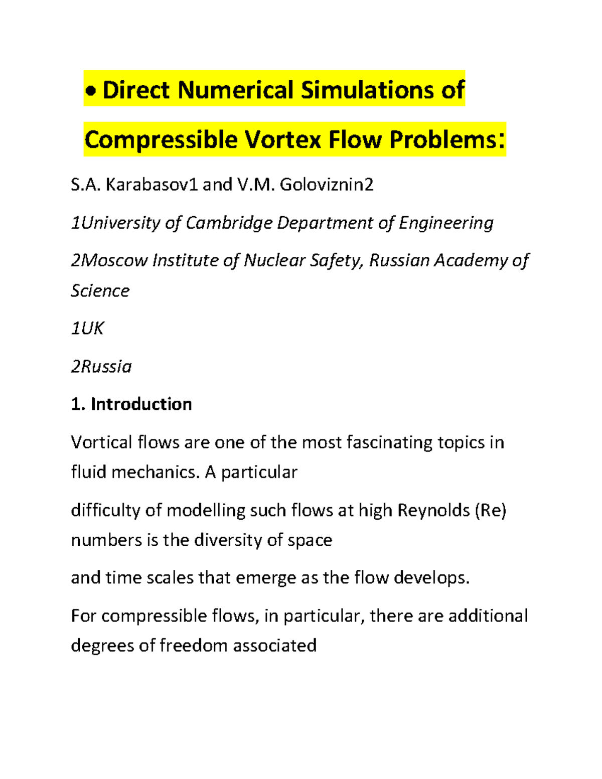 Direct Numerical Simulations of - Direct Numerical Simulations of ...