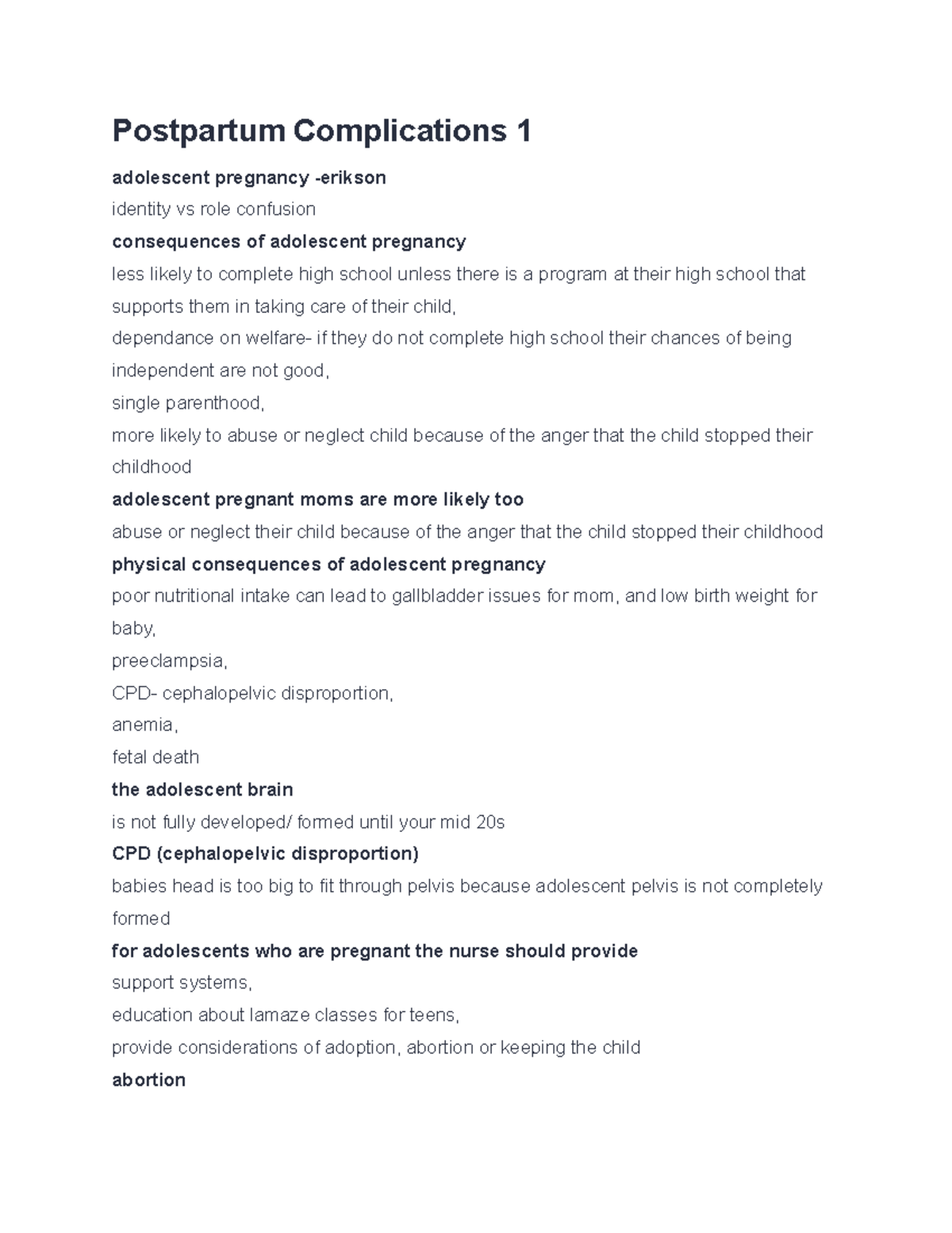 Postpartum Complications 1 - Studocu