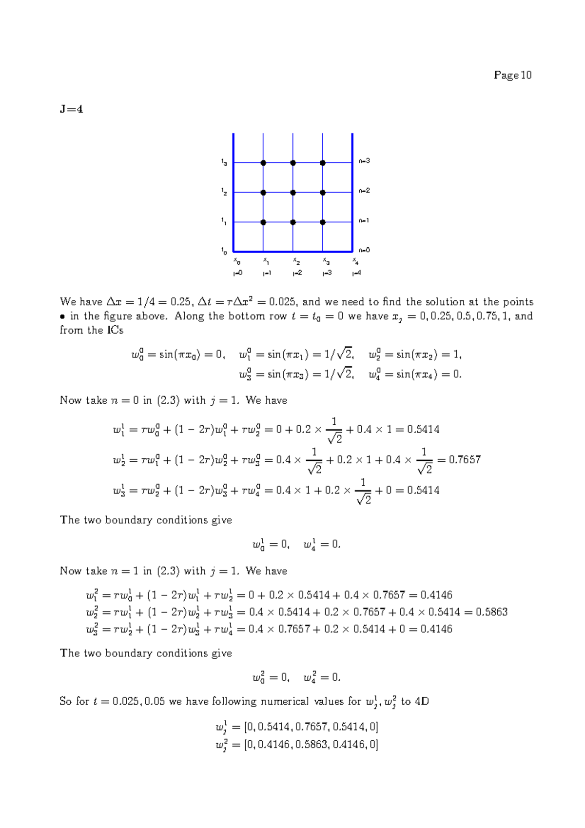 Parabolic equations for numerical solution for pde 2 - J= x 0 j= x 1 j ...