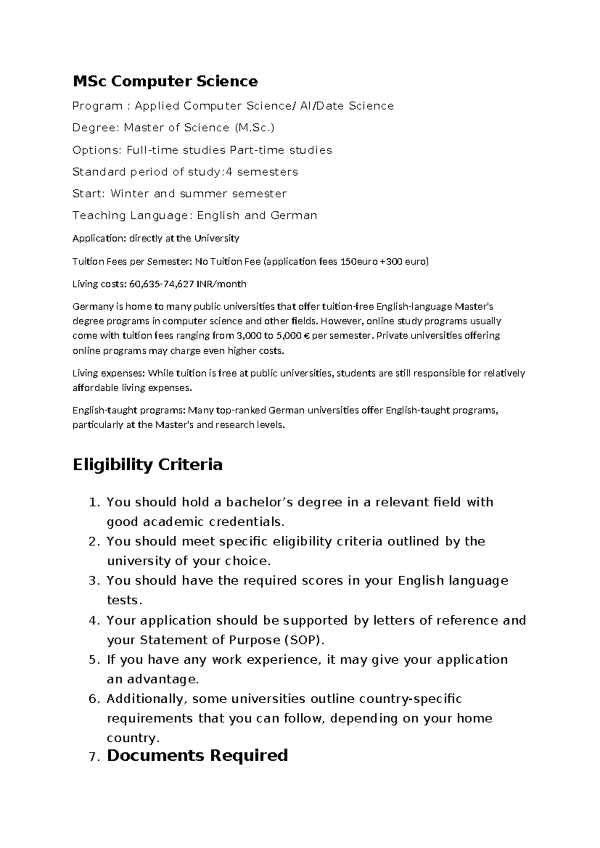 Msc Computer Science Course Msc Computer Science Program Applied