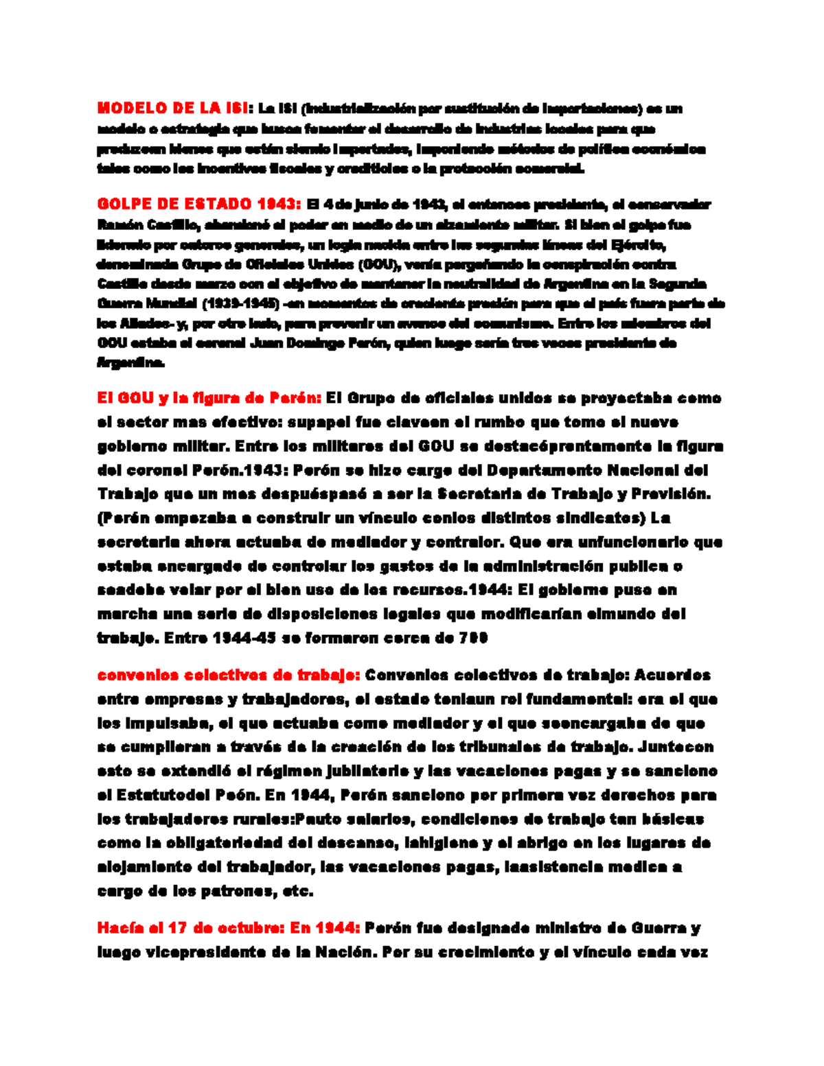 Resumen historia - MODELO DE LA ISI: La ISI (Industrialización por ...