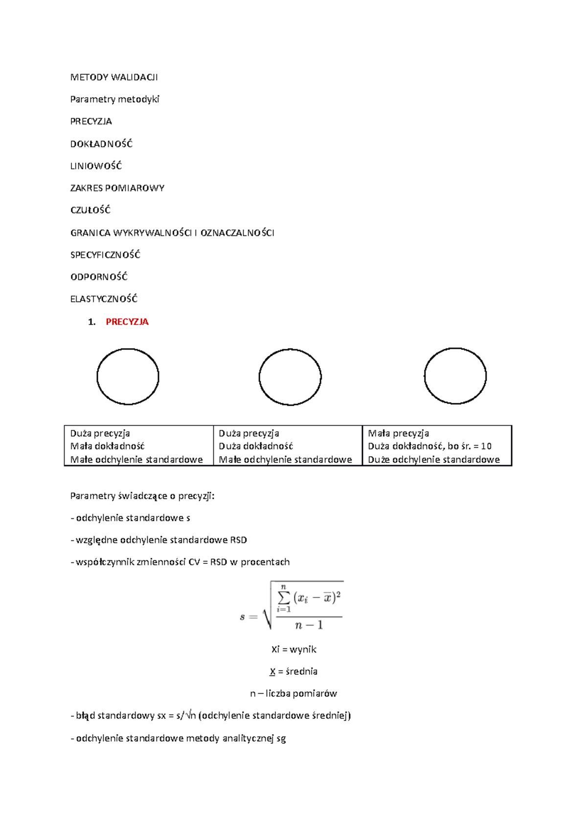 Precyzja walidacja - METODY WALIDACJI Parametry metodyki PRECYZJA ...