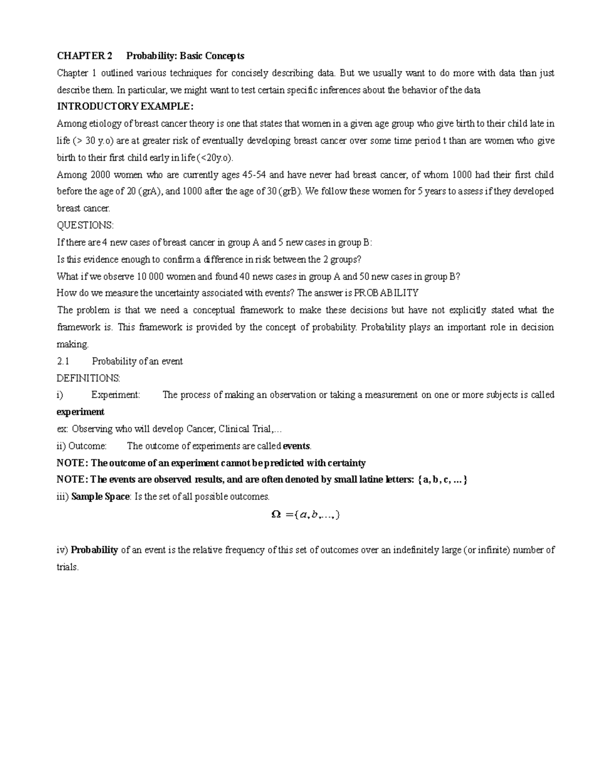 Probability Basic Concept - CHAPTER 2 Probability: Basic Concepts ...