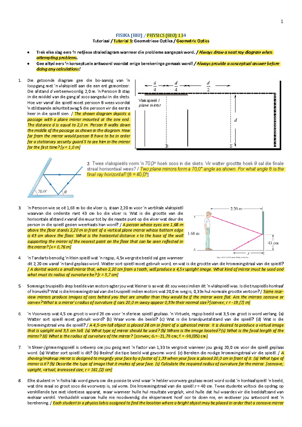 Tut1 - Practice - 1 FISIKA (BIO) / PHYSICS (BIO) 134 Tutoriaal ...