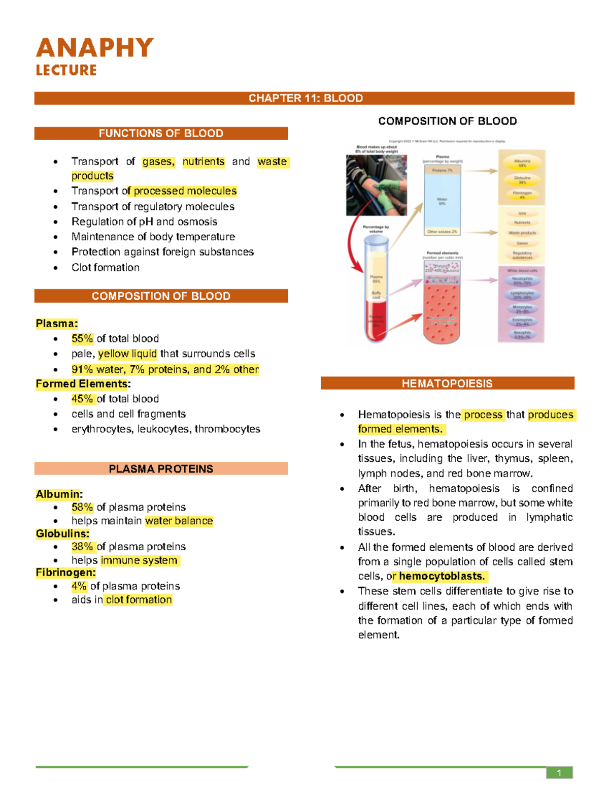 Blood Anaphy - ANAPHY LECTURE BSN 158 SECTION 29 CHAPTER 11: BLOOD ...