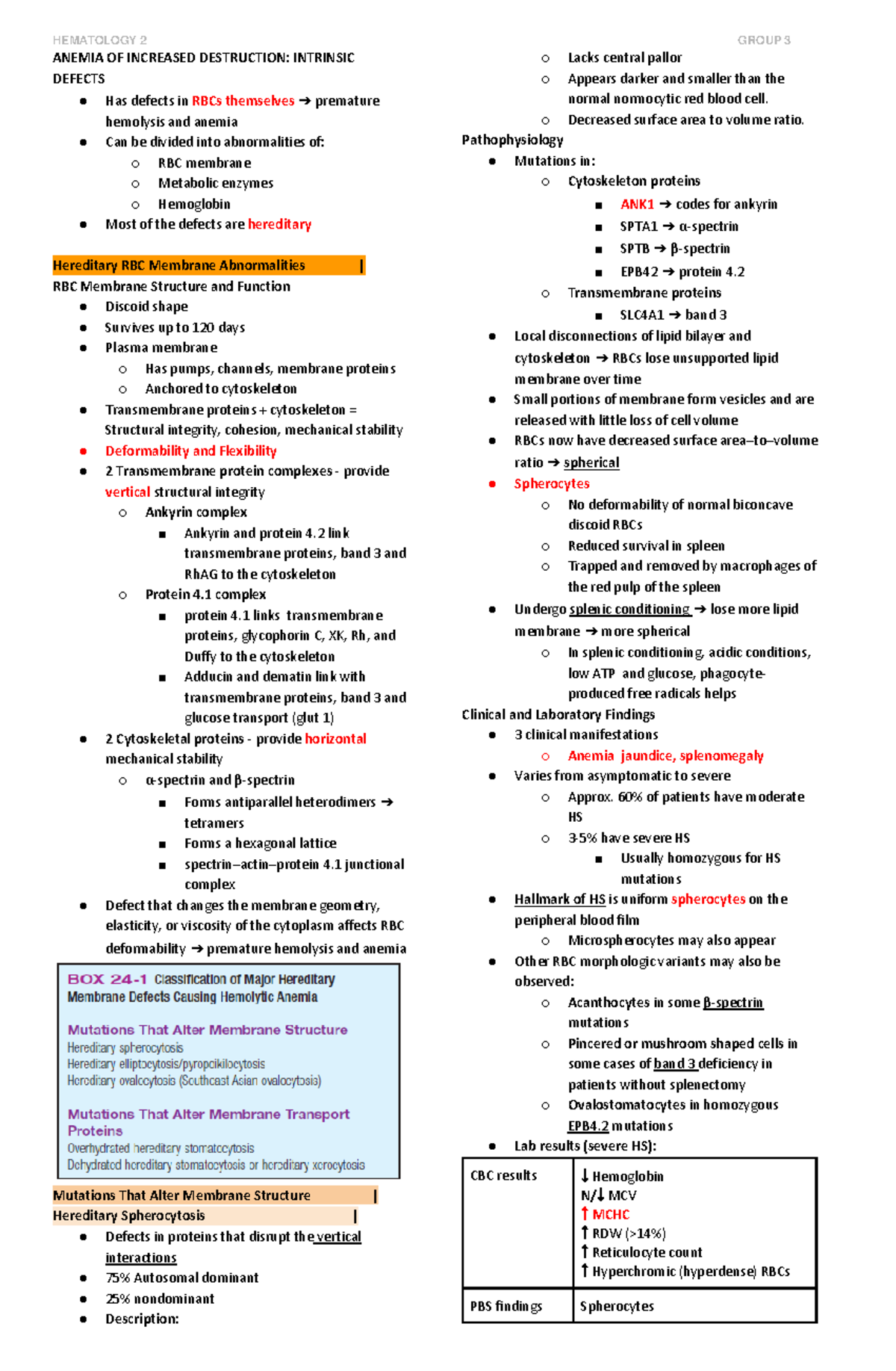 11 Anemia of Intrinsic Defects - ANEMIA OF INCREASED DESTRUCTION ...