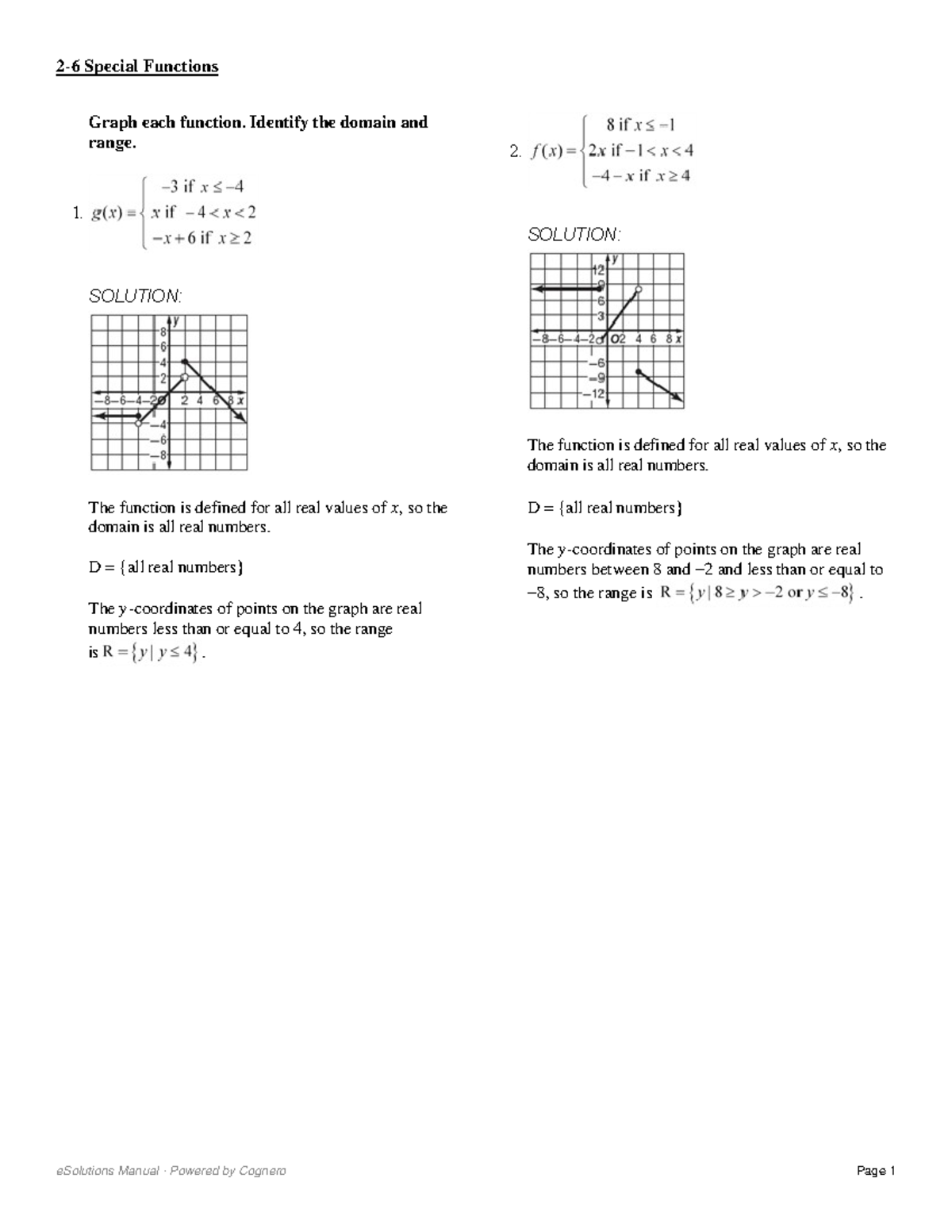 2 6 Answer Key - nothing. - Graph each function. Identify the domain ...