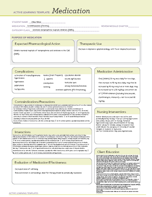MAOIs - Medication Card - ACTIVE LEARNING TEMPLATES Medication STUDENT ...