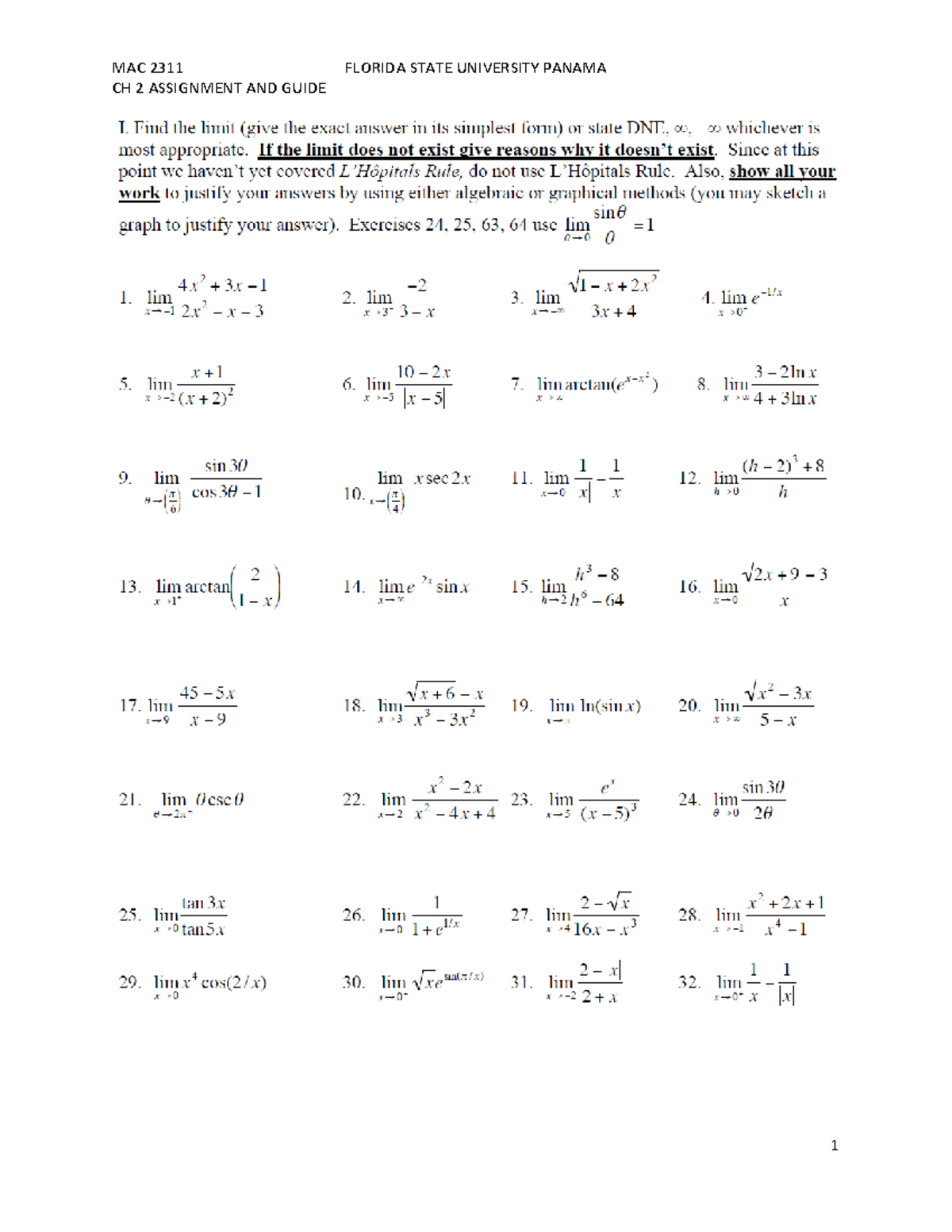 MAC 2311 Chapter 2 Assignment AND Guide - Ecología y medio ambiente - CH 2 ASSIGNMENT AND GUIDE ...