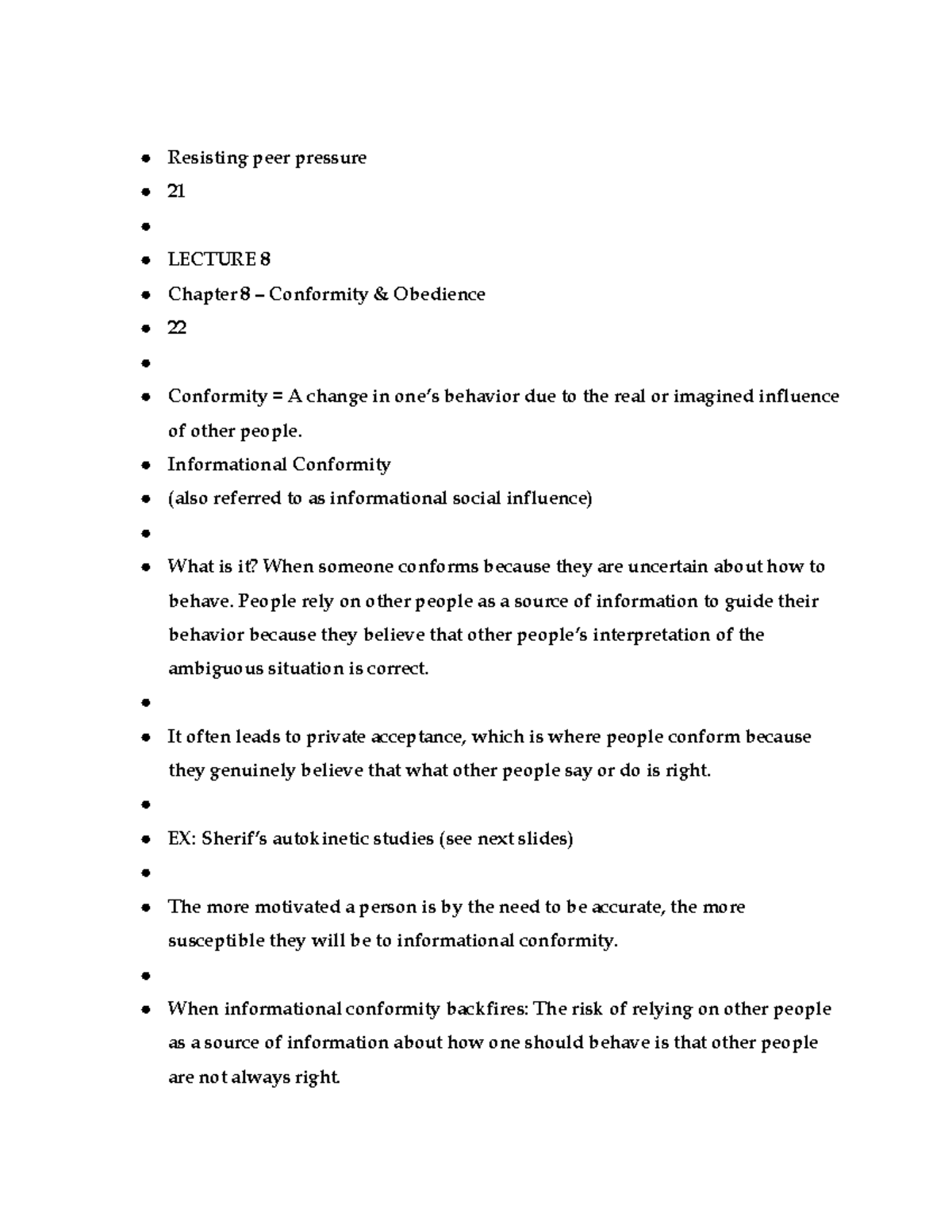 Conformity and Obedience, Normative comforty and obedience - Resisting ...
