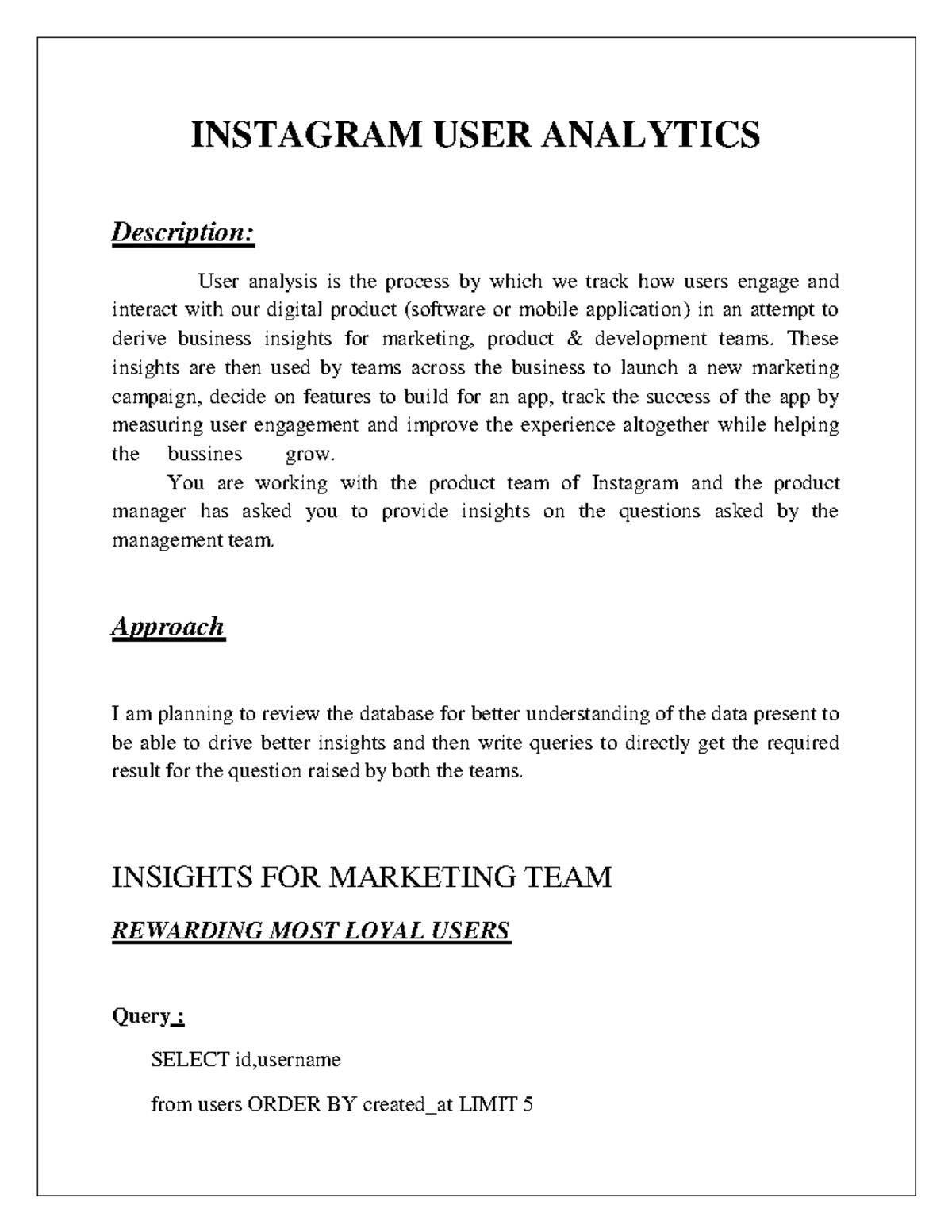 Insta USER Analytics - Data Analyst course project by Online platform ...