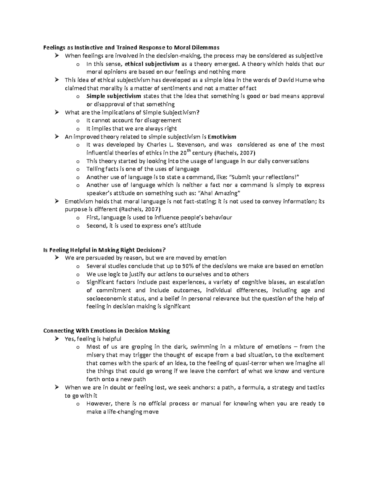 Feelings as Instinctive and Trained Response to Moral Dilemmas - A ...
