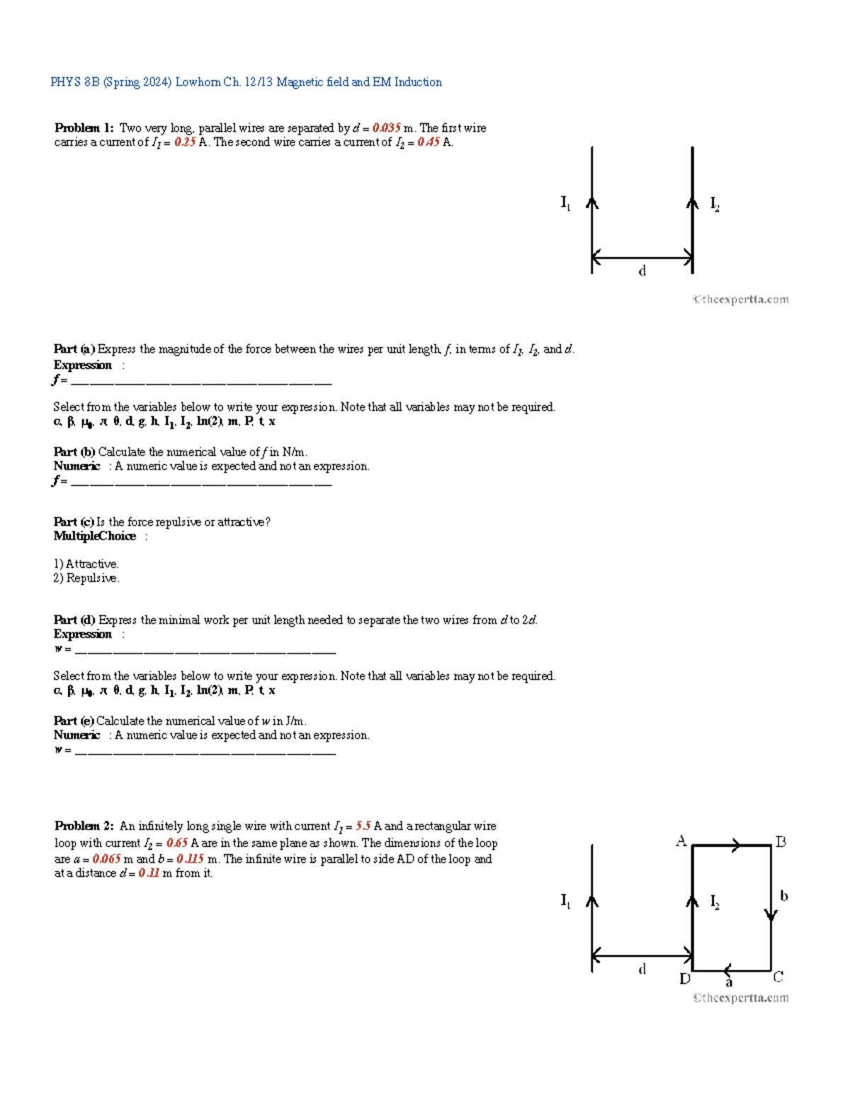 The Expert TA 7B - asa - PHYS 8B (Spring 2024) Lowhorn Ch. 12/13 ...