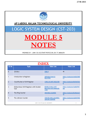Logic system design module 3 - MODULE 3 NOTES LOGIC SYSTEM DESIGN (CST ...