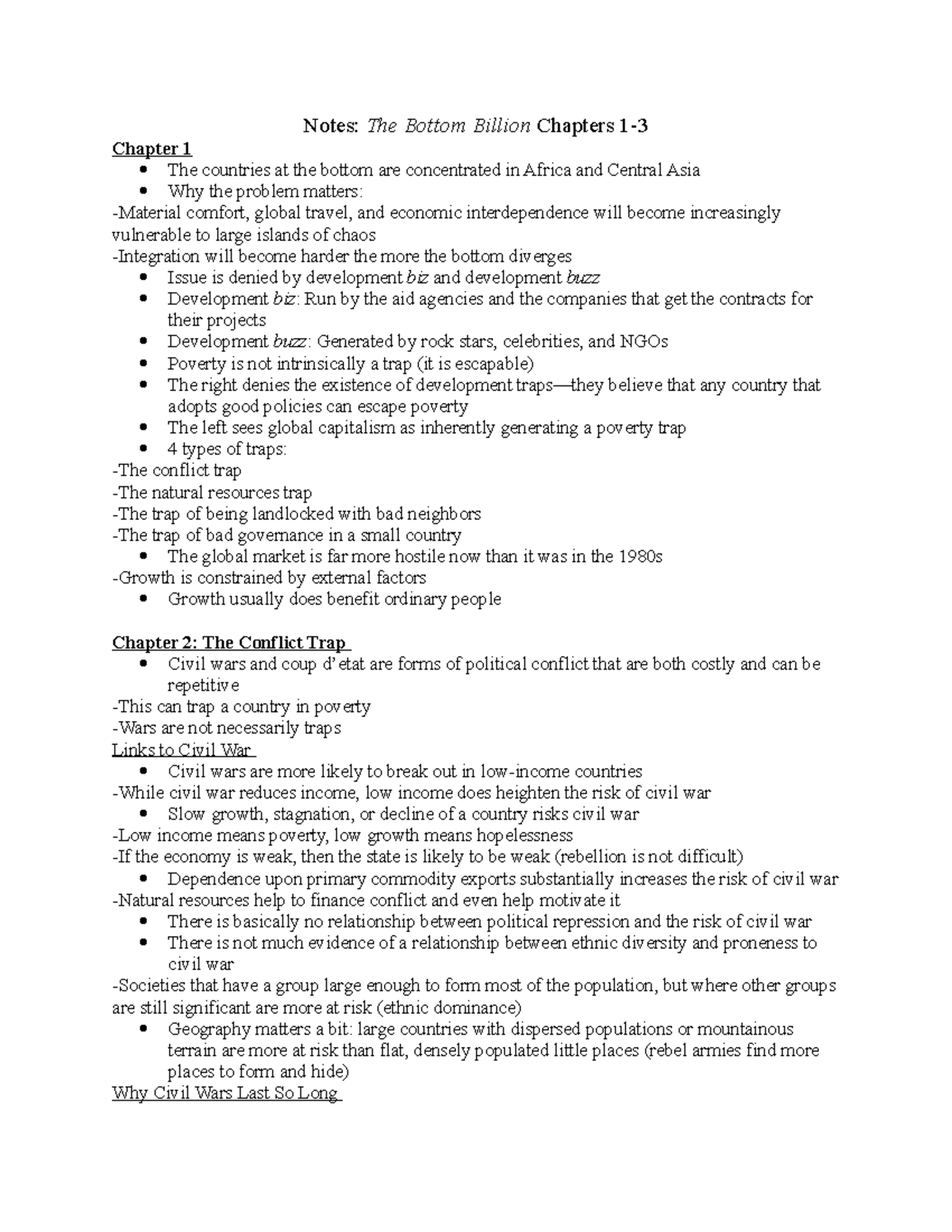 "The Bottom Billion" by Paul Collier: Reading Notes Ch. 1-3 - Notes ...