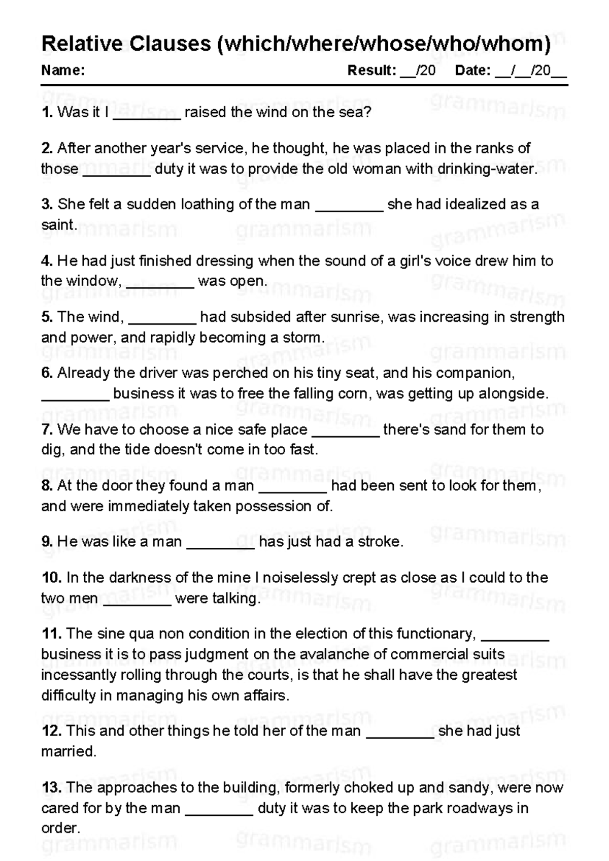 Grammarism relative clauses test 11 1738312 - Relative Clauses (which ...