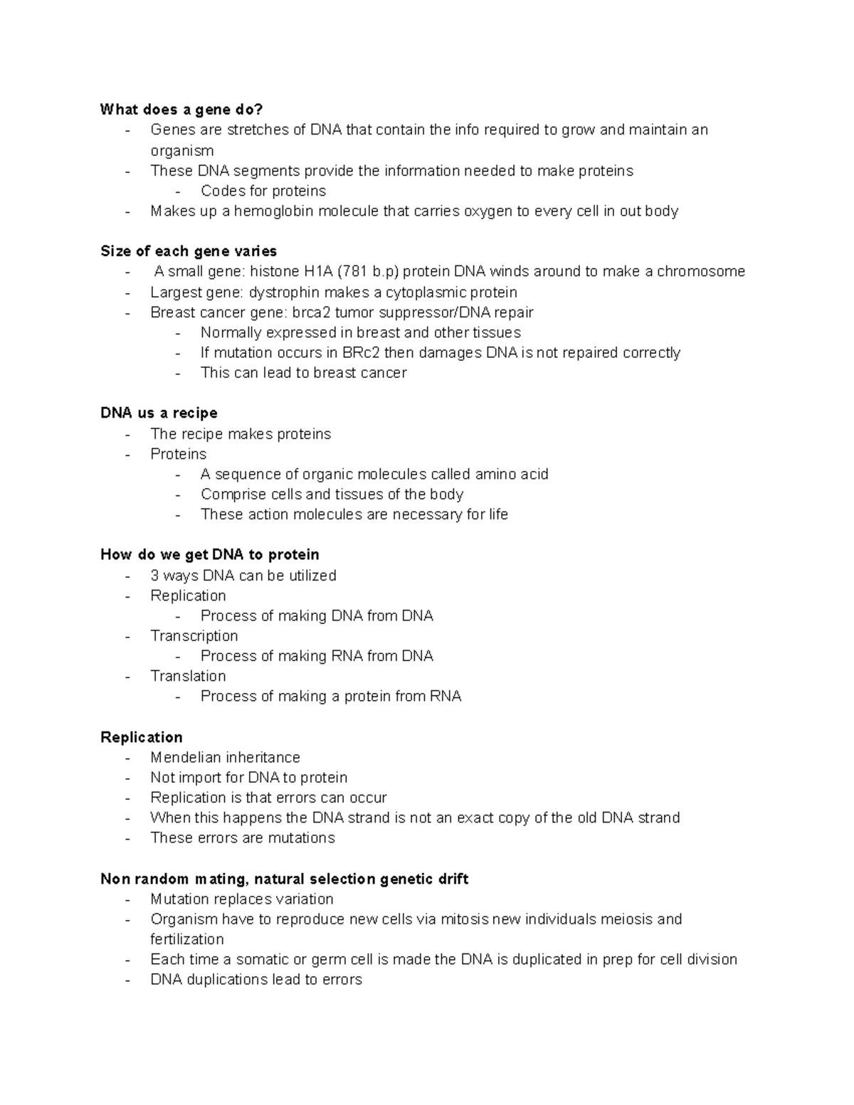 4. Genes and DNA - notes - What does a gene do? - Genes are stretches ...
