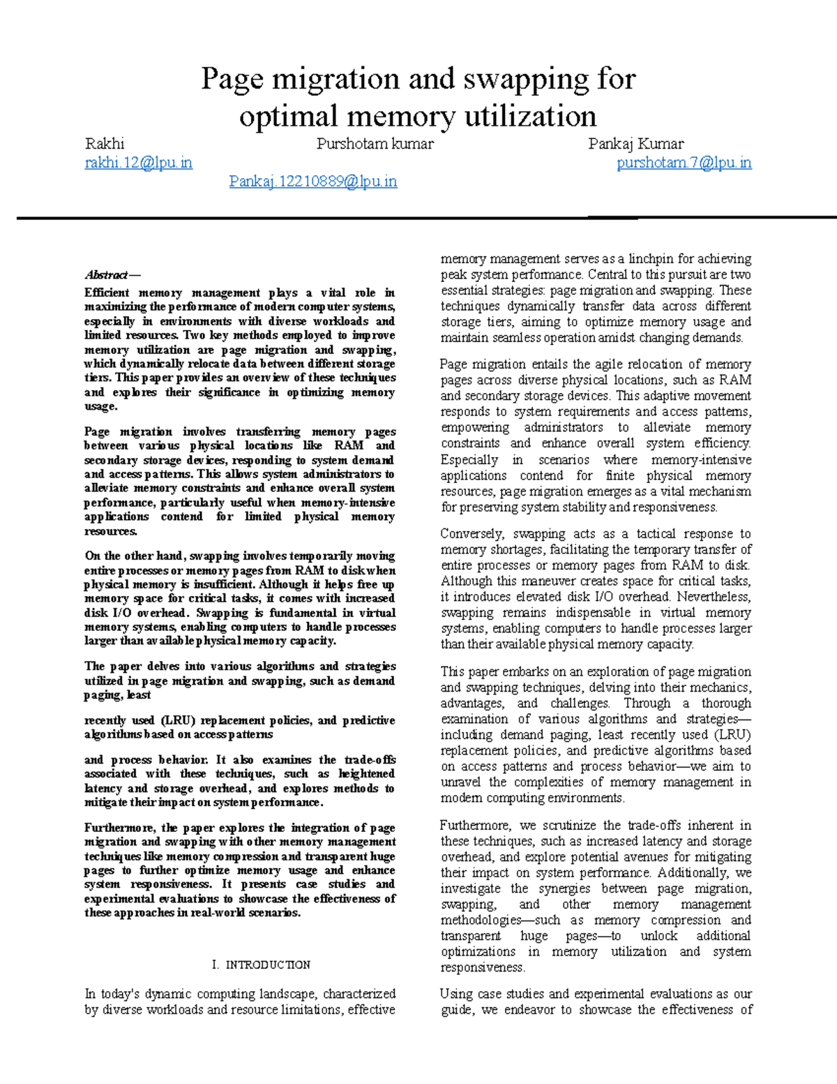 Page migration - Two key methods employed to improve memory utilization are page migration and ...