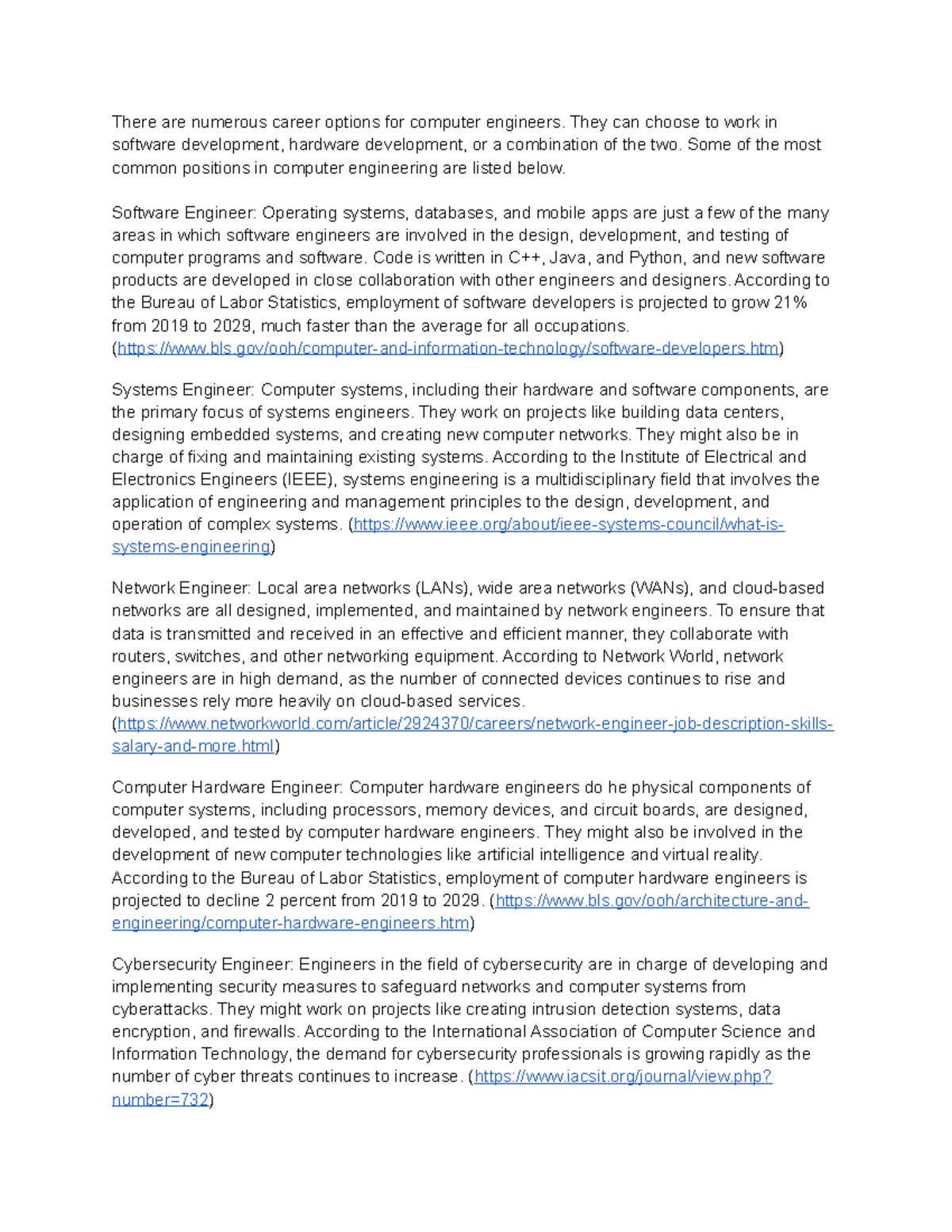 Comp engi assign gg - There are numerous career options for computer ...