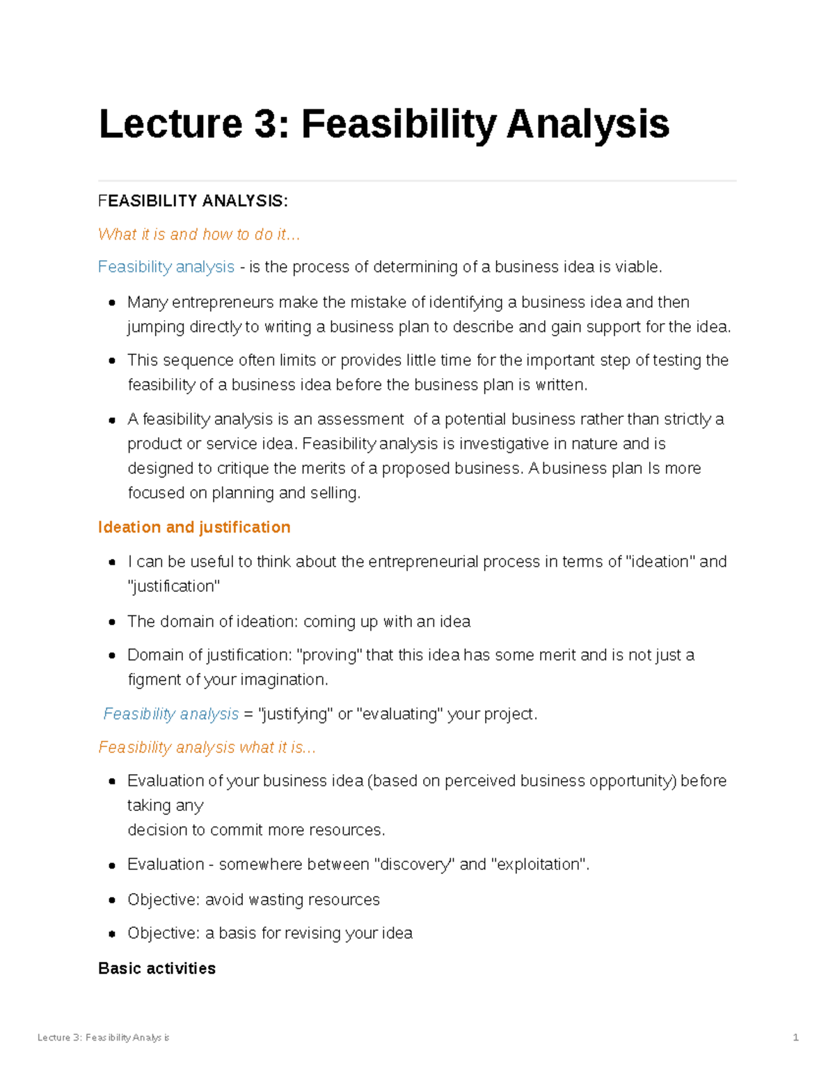 Lecture 3 Feasibility Analysis - Lecture 3: Feasibility Analysis ...
