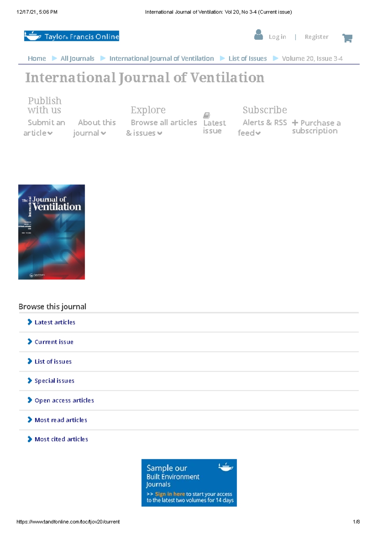 International Journal of Ventilation Vol 20 No 3-4 Current issue - Home ...