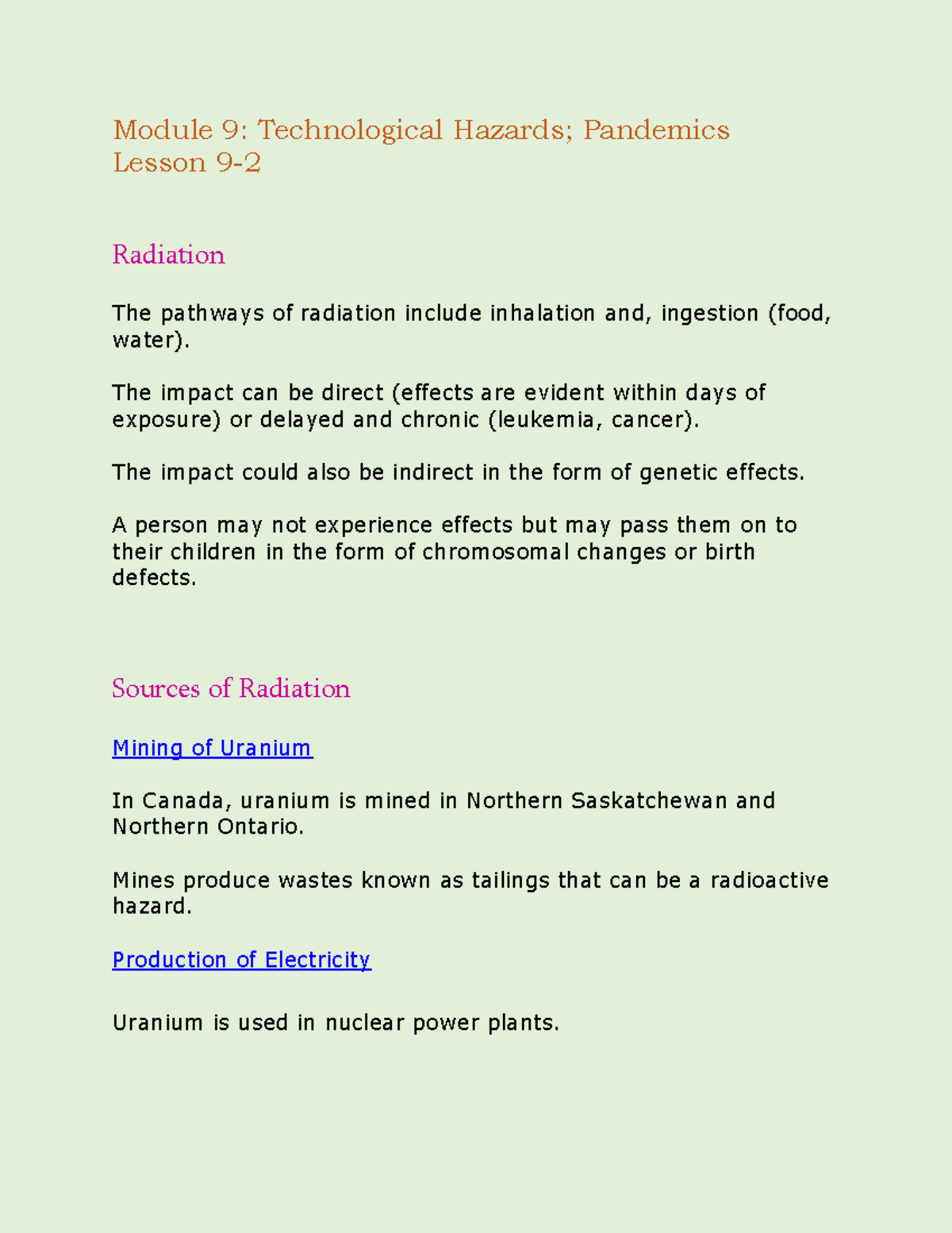 Lesson 9 part 2 Full PDF - Module 9: Technological Hazards; Pandemics ...