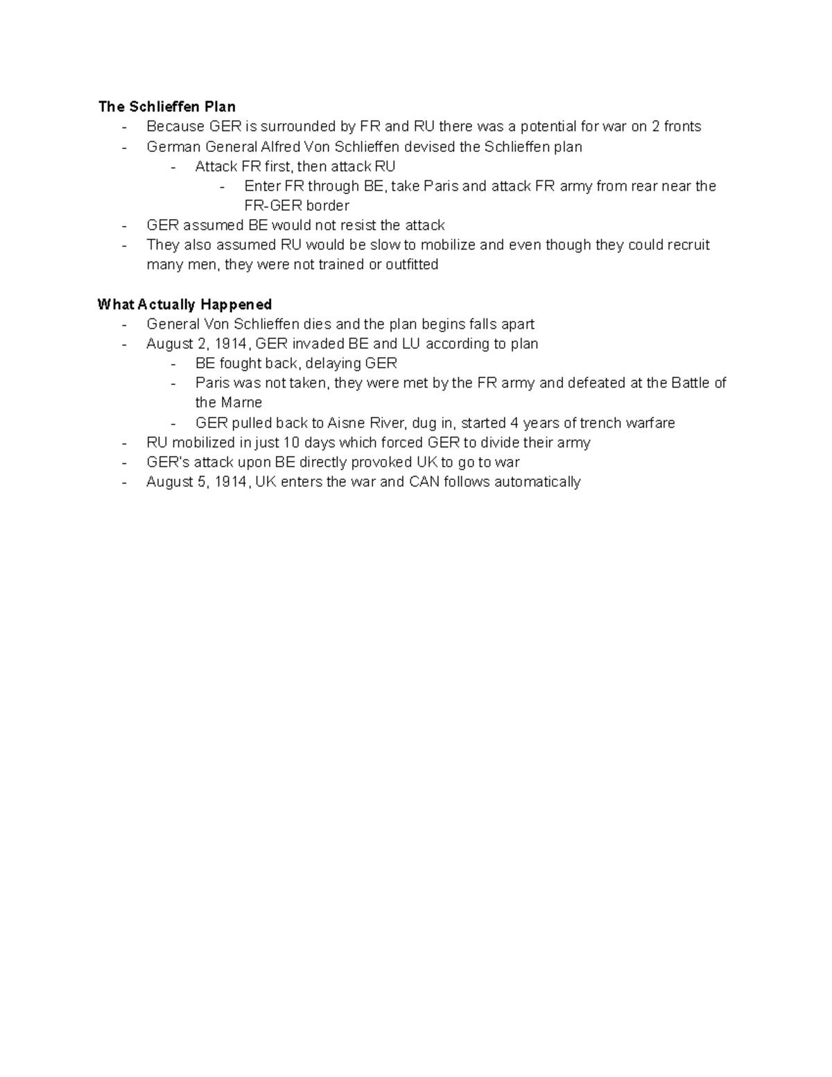 04.WW1 - Schlieffen Plan - The Schlieffen Plan - Because GER is ...