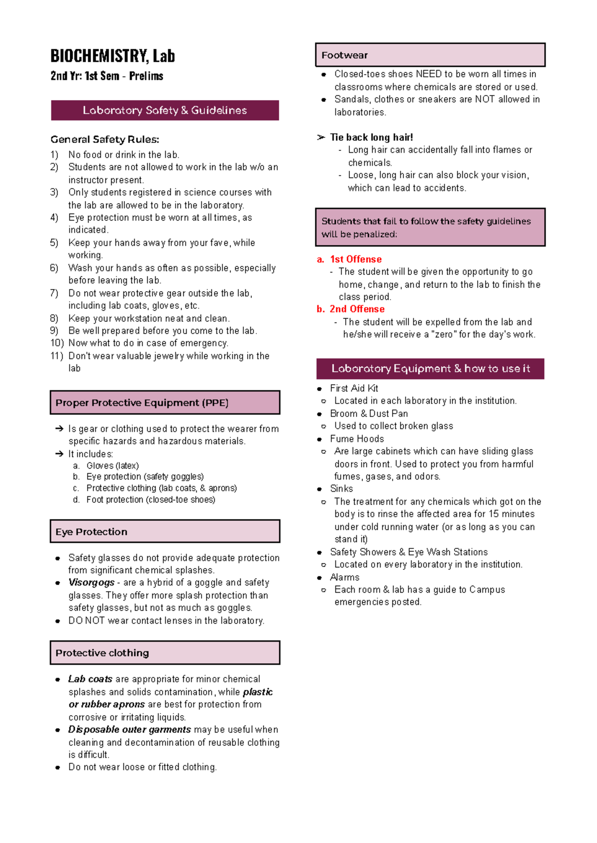 Biochem-kulang-to - BIOCHEMISTRY, Lab 2nd Yr: 1st Sem - Prelims ...