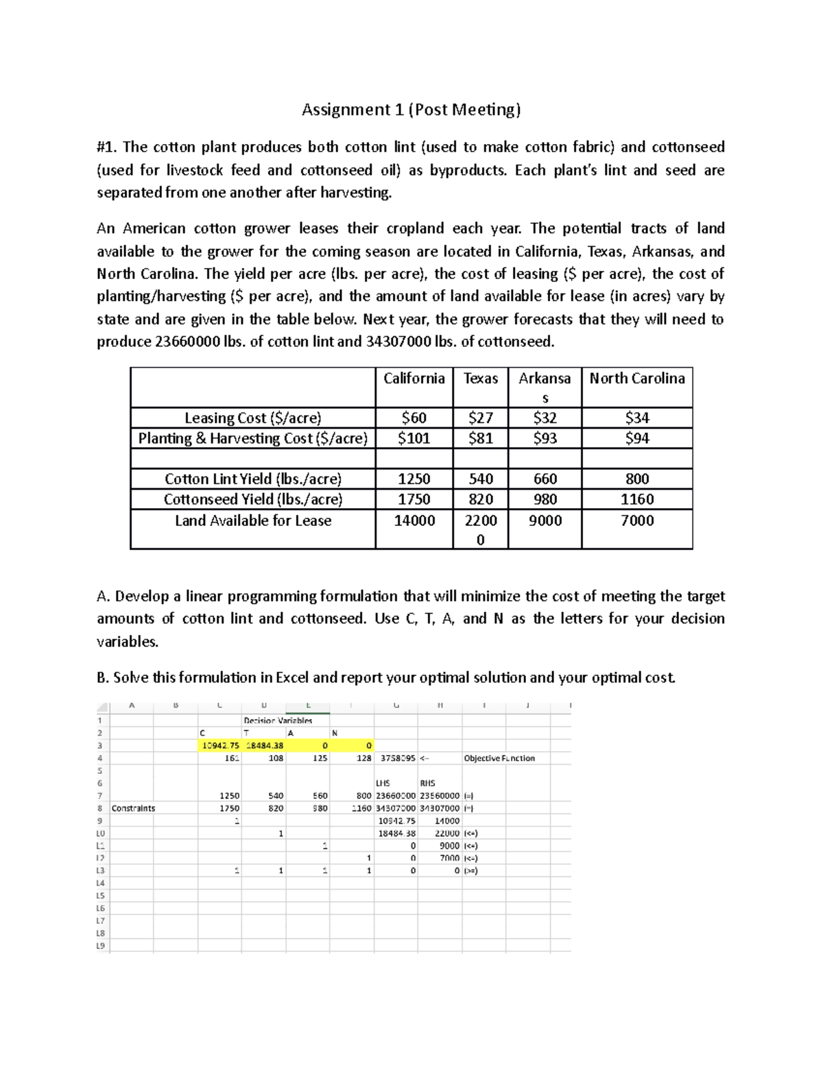 File 123463 - sample study material - Assignment 1 (Post Meeting) #1. The cotton plant produces ...
