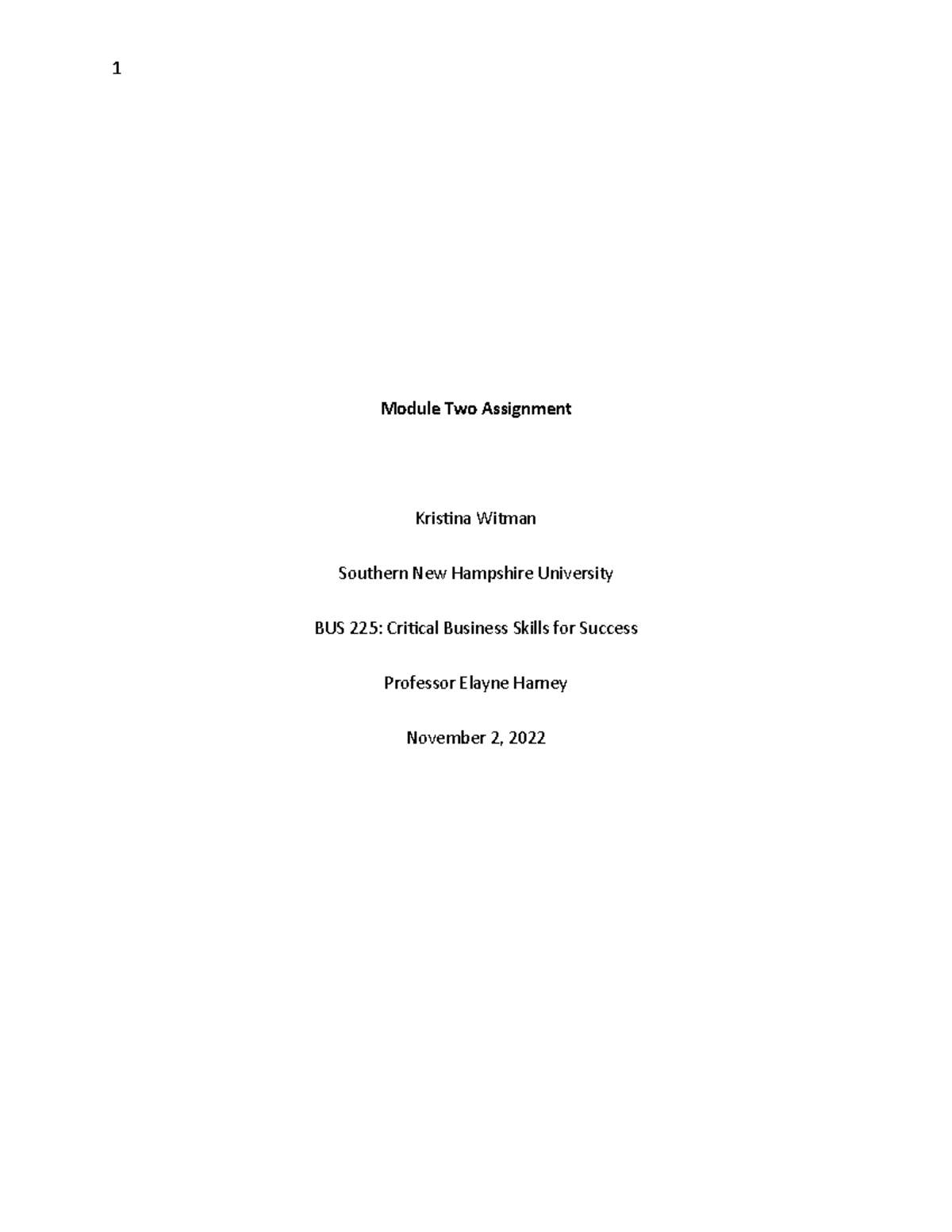 BUS225 Module Two Assignment - Module Two Assignment Kristina Witman ...