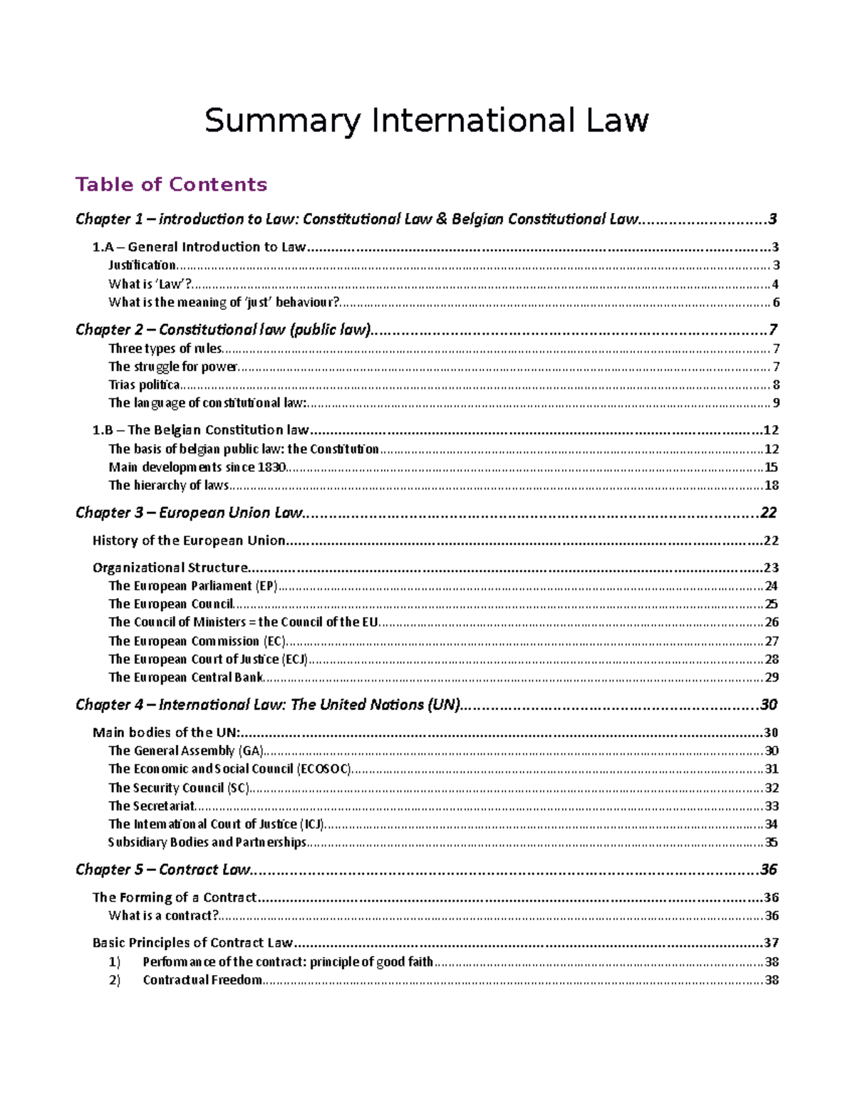 Summary International Law of the entire course (IOM/IBM) for the exam ...