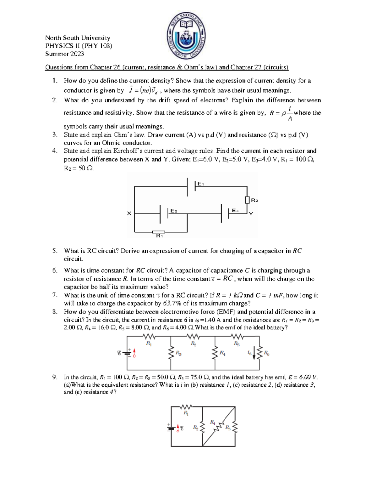 Todo Ch26 27 - rhtgtrt - North South University PHYSICS II (PHY 108 ...