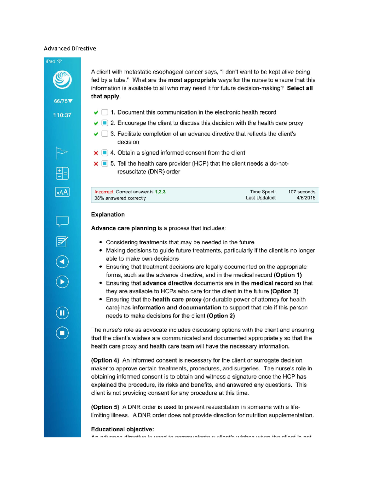 Advanced Directive - Reading material - Medical/Surgical Nursing II ...