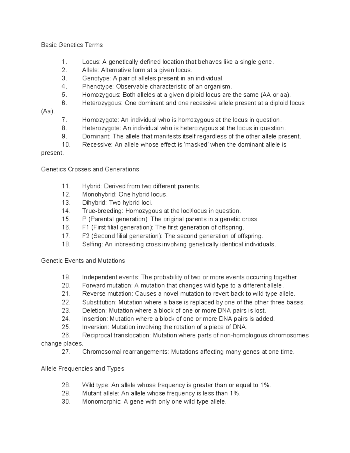 Hmb265 Final Flashcards - Basic Genetics Terms 1. Locus: A genetically ...