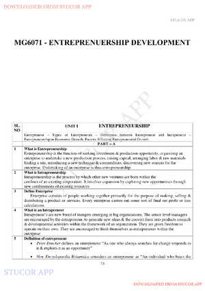 ED chapter 1 - Notes - 1 Chapter 1 Entrepreneurship Development in ...