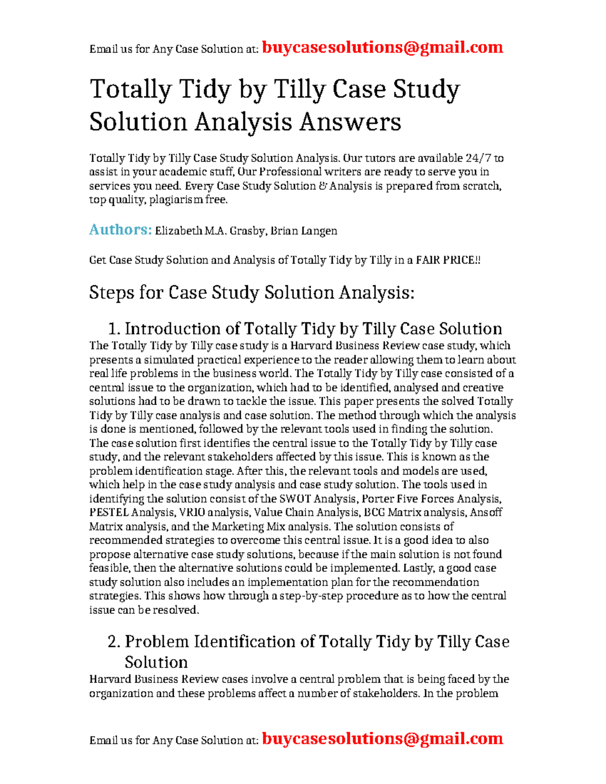 Case Solution Totally Tidy by Tilly - Totally Tidy by Tilly Case Study ...