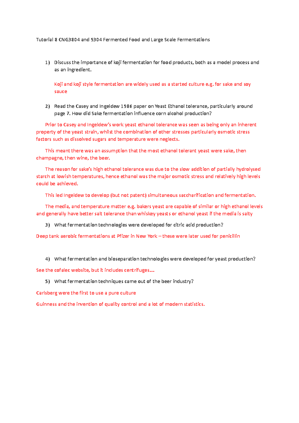 Tutorial 8 Solutions - Tutorial 8 CNG3804 and 9304 Fermented Food and ...