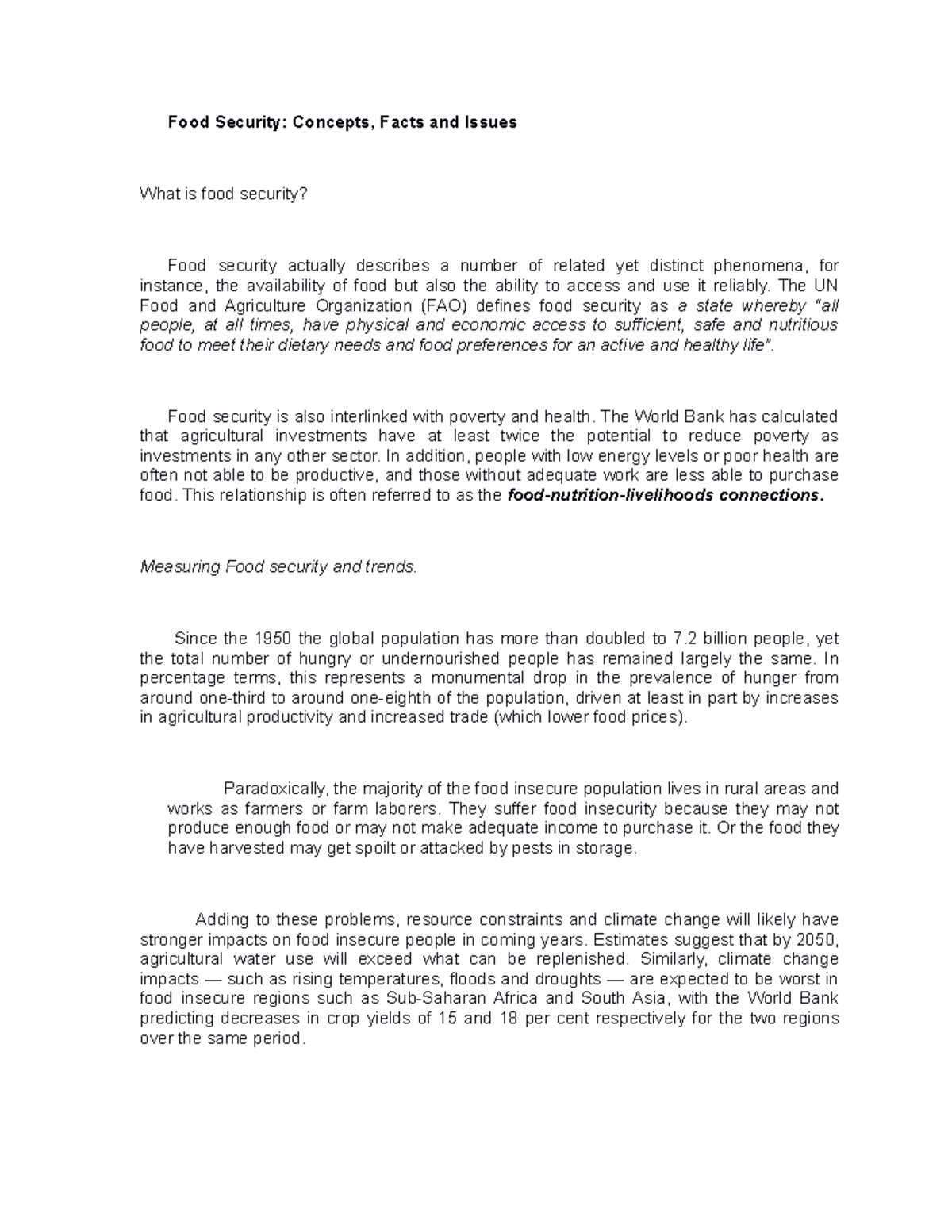 The Contemporary World 9 - Food Security: Concepts, Facts and Issues ...