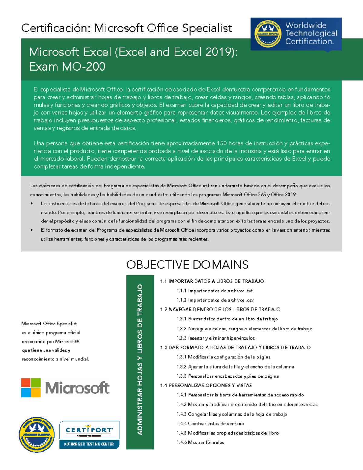 EX - practica - Certificación: Microsoft Office Specialist OBJECTIVE ...