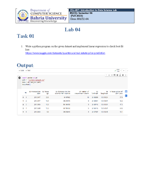 LAB 3 - it is introduction of data science lab number. 3 - BS(CS ...