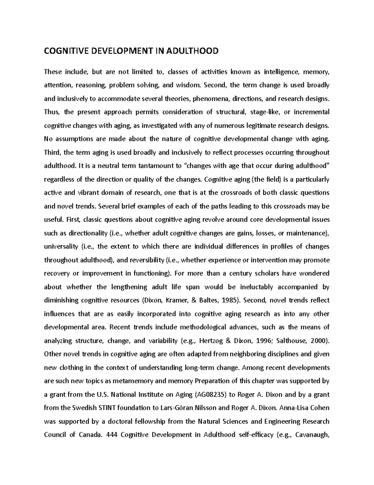 Cognitive Development IN Adulthood - COGNITIVE DEVELOPMENT IN ADULTHOOD ...
