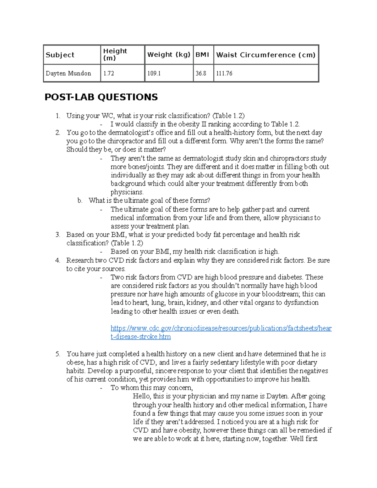 Health Assessment and Risk Factors - Studocu