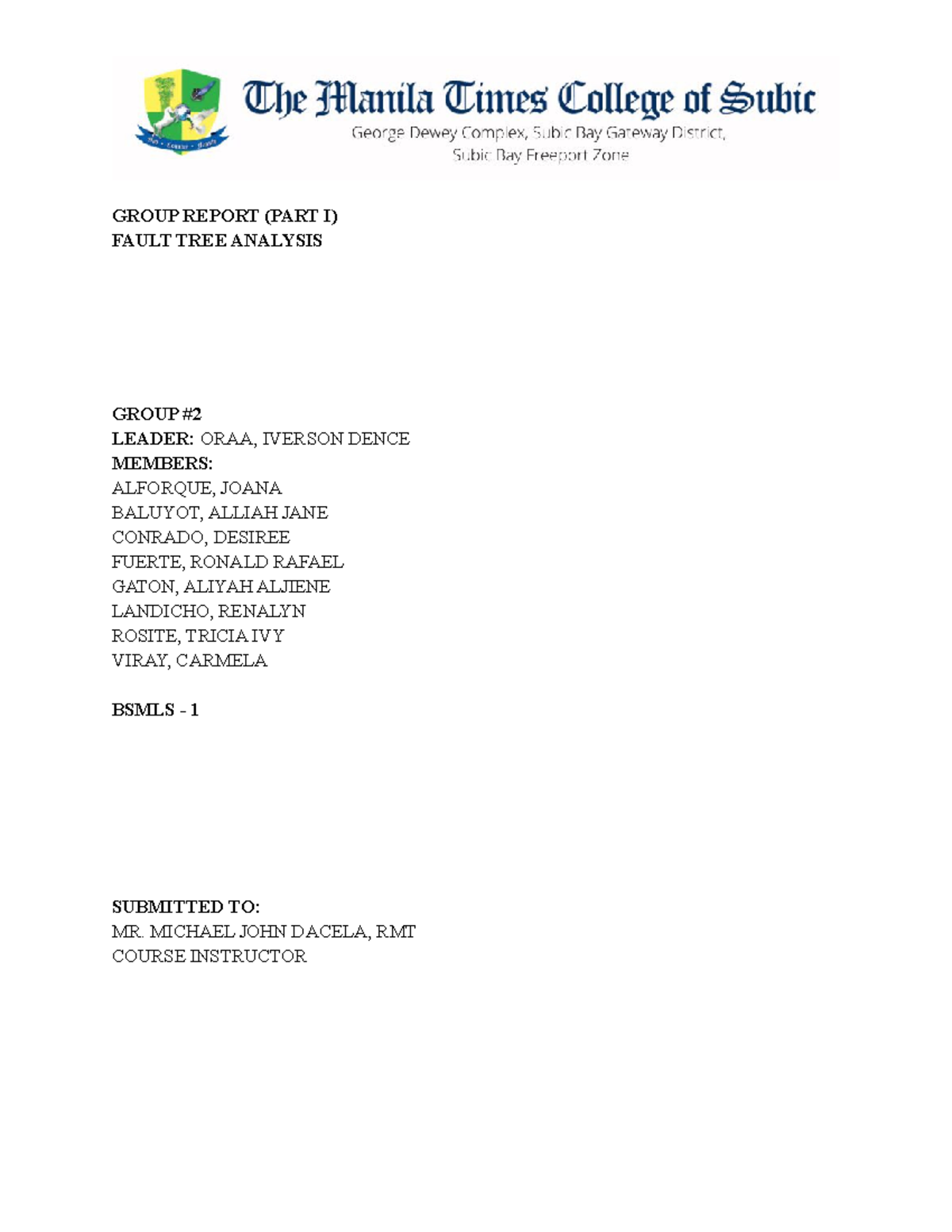 Infos- Fault-TREE- Analysis - GROUP REPORT (PART I) FAULT TREE ANALYSIS ...