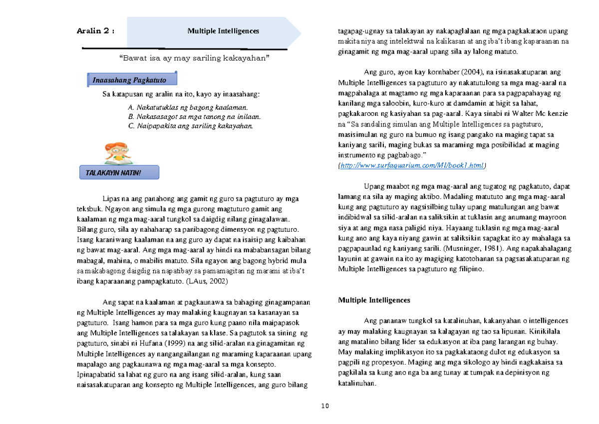 FIL 203 MOD 2 - Thanks me later - Aralin 2 : Multiple Intelligences ...