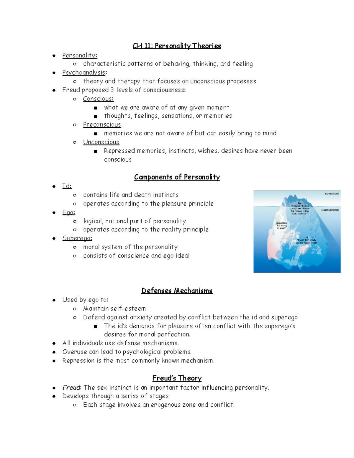 Chapter 11: Personality - CH 11: Personality Theories Personality ...