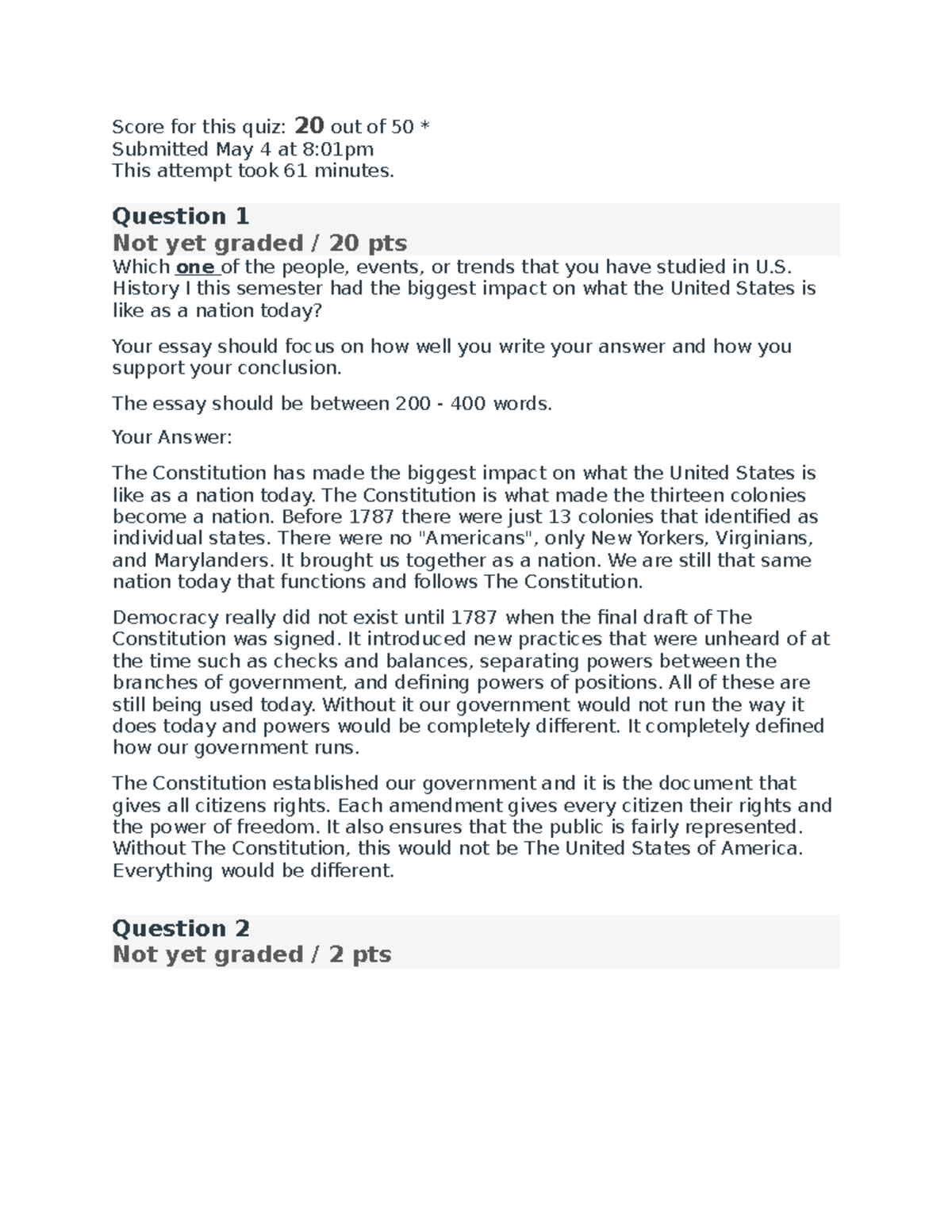 U.S. History Quiz: Impact of the Constitution War Readiness and ...