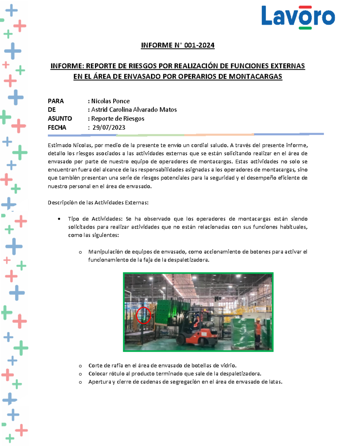 Informe - Reporte DE Riesgos - INFORME N° 00 1 - 2024 INFORME: REPORTE ...