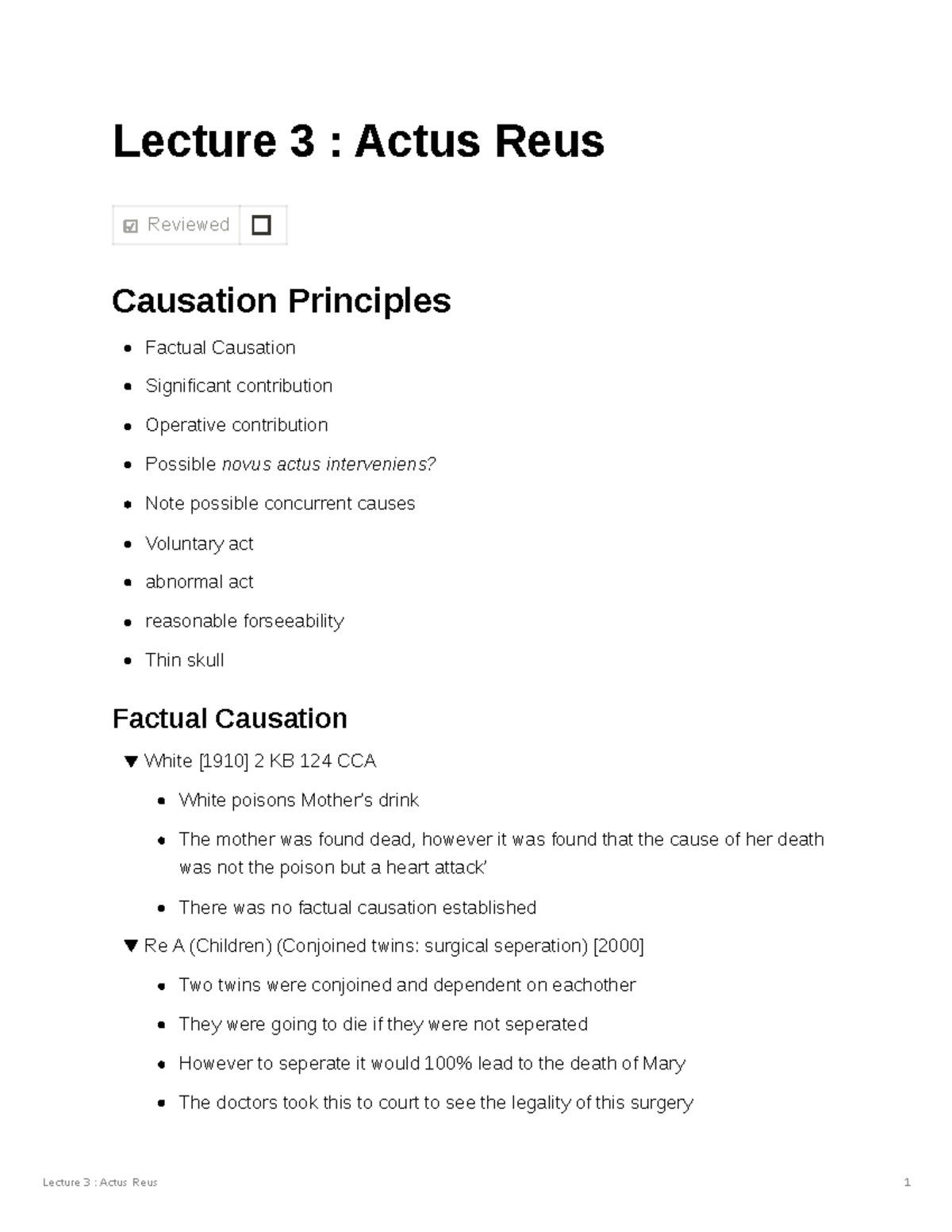 3e91e861-f648-48d3-aedc-3f28665 bd129 Lecture 3 Actus Reus - Lecture 3 : Actus Reus Reviewed ...
