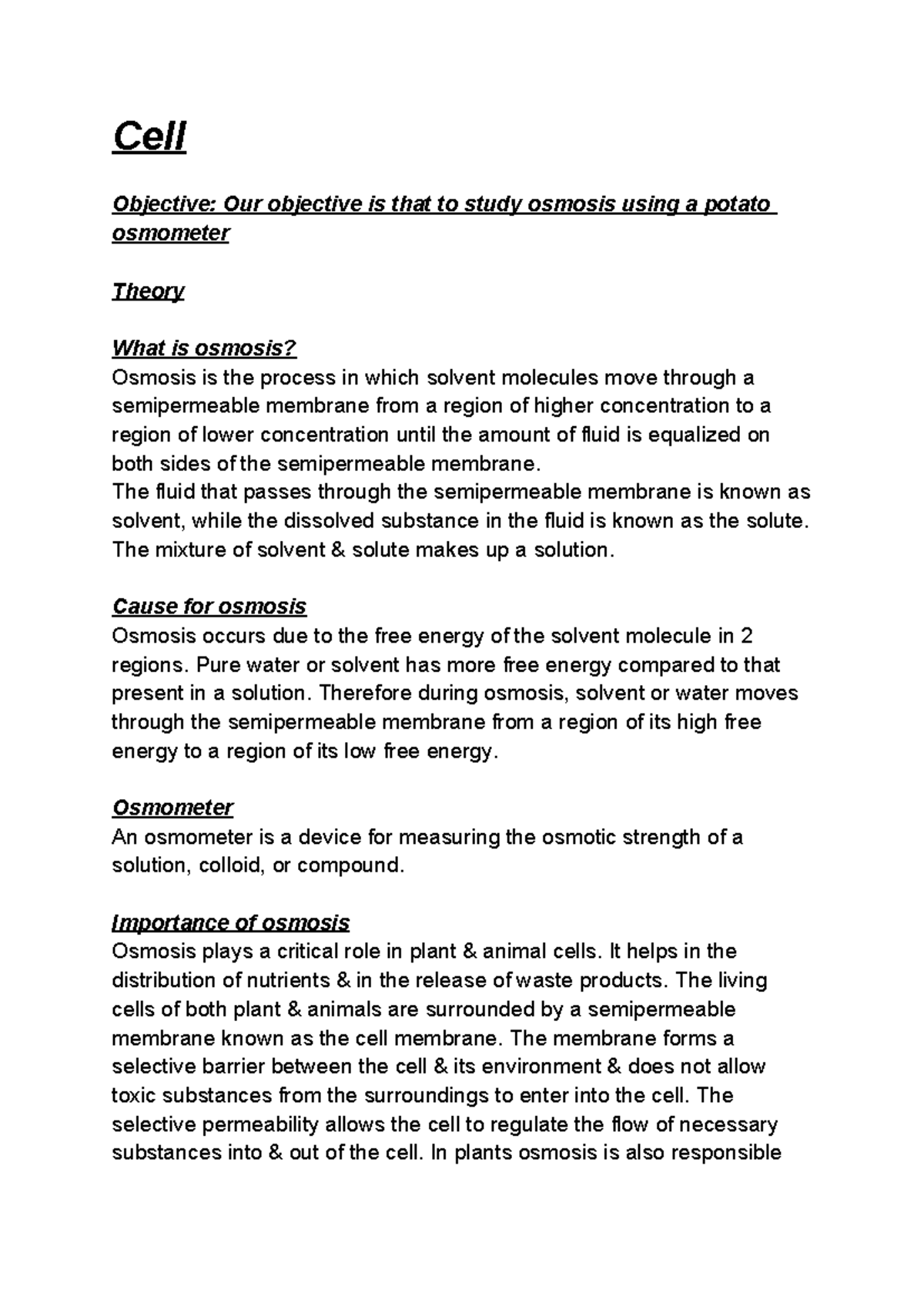 Class 9 science - biology - ch 1 : Cell experiments and class notes ...